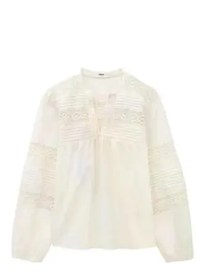 Ba&sh Nami Embroidered Long-sleeve Blouse - Neutrals