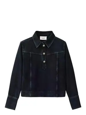 Ba&sh Tavy Buttoned Polo Top - Blue