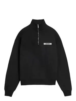 Jacquemus Gros-grain Half-zip Sweatshirt - Black