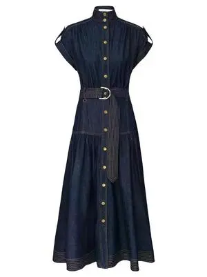 Zimmermann Button-up Belted Midi Dress - Blue
