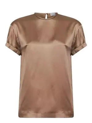Brunello Cucinelli Monili Embellished T-Shirt Neutrals
