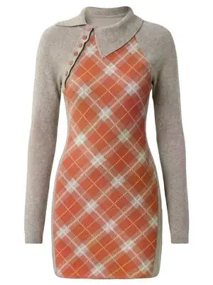 ISA BOULDER Argyle-patterned Dress - Grey
