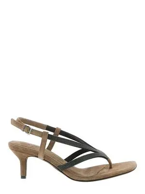 Brunello Cucinelli Embellished Square-toe Sandals - Neutrals