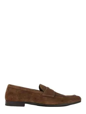 Prada Leather Loafers With Piped Detail - Brown