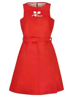 COURREGES Logo-detail Belted Dress - Red