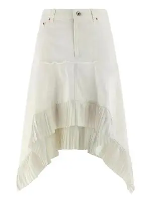 Sacai A-line Pleated Denim Skirt - White