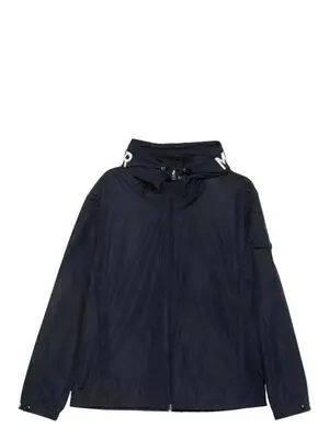 Moncler Moncler Logo Embellished Hooded Coat Blue