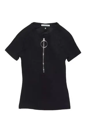 Acne Studios Zip Short-sleeve Top - Black