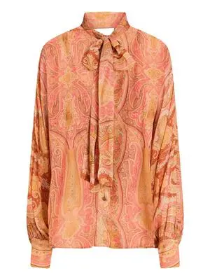 Zimmermann Paisley-print Georgette Blouse With Pussy-bow - Antique Rose