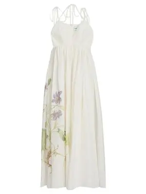 Erdem Floral-print Linen Midi Dress - Ivory