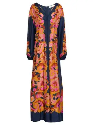 Zimmermann Printed Silk-habotai Maxi Dress - Navy