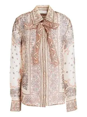 Zimmermann Paisley-print Linen And Silk-blend Shirt - Beige