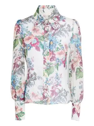 Zimmermann Floralprint Linen And Silkblend Gauze Shirt - White