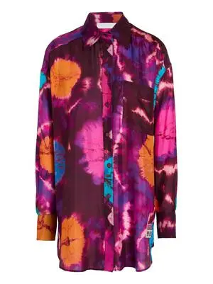 Zimmermann Tiedye Silk Habotai Shirt - Grape