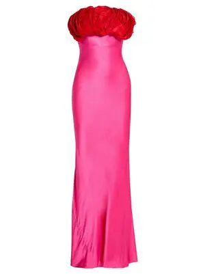 Rachel Gilbert Fiorelle Strapless Floral-appliquéd Gown - Fuchsia