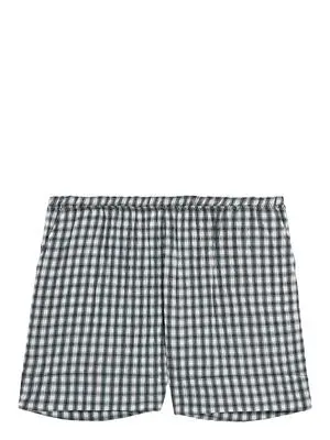 GANNI Gingham Seersucker Shorts - Off-white