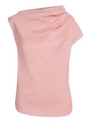 Loulou De Saison Lyra Draped Wool-twill Top - Coral