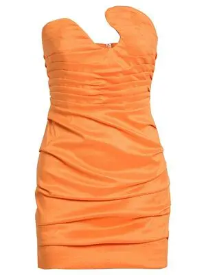Rachel Gilbert Cheri Strapless Draped Shantung Mini Dress - Orange