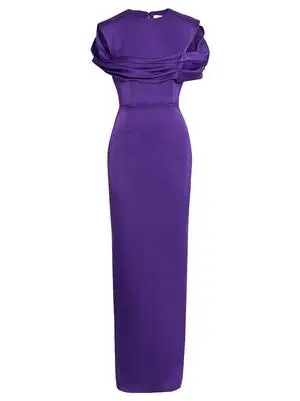 Rachel Gilbert Lorna Draped Cutout Satin-crepe Gown - Purple