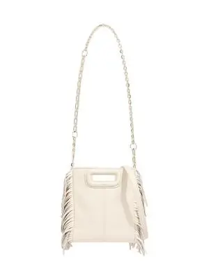 Maje Fringed Leather Tote - Ecru