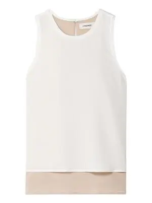 L'Agence Layered Washed-silk Top - White