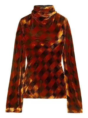 ELLERY Tonalism Checked Velvet Top - Copper