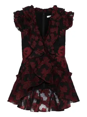 Erdem Regina Ruffled Fil Coupé Organza Top - Burgundy