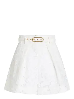 Zimmermann Belted Guipure Lace Shorts - Ivory