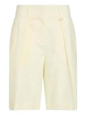 Zimmermann Pleated Cotton-poplin Shorts - Pastel Yellow