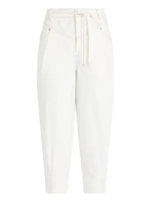 Zimmermann Cropped Belted High-rise Tapered Jeans - Ivory