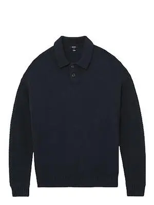 REISS Elm Long-sleeved Wool-blend Polo Jumper - Navy