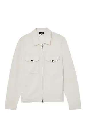 REISS Knitted Four-pocket Jacket - White