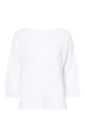 Max Mara Round-neck Knitted Linen Top - White