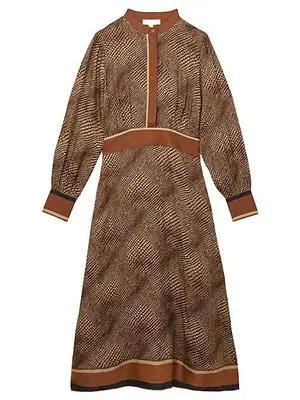 REISS Leia Animal-print Midi Dress - Neutral