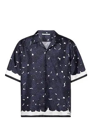 Givenchy Roses Print Silk Bowling Shirt - Dark Navy