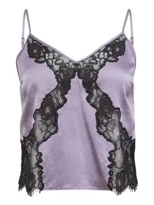 Fleur Du Mal Juliet Lace Silk Cami - Lavender Smoke