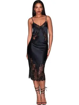 FLEUR DU MAL Lace Silk Skirt - Black
