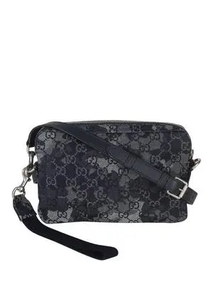 Gucci Gg Denim Wristlet Crossbody - Blue