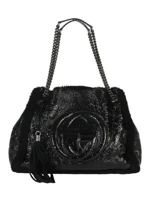 Gucci Patent Shearling Soho Hobo - Black