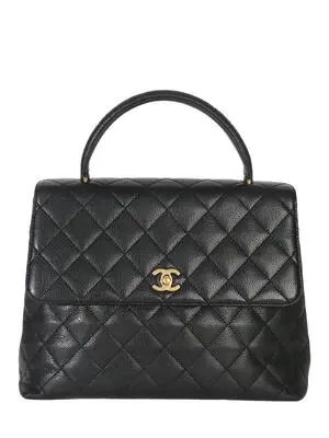 CHANEL Vintage Quilted Caviar Kelly Top Handle Bag
