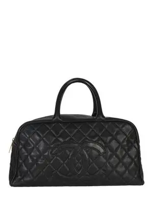 Chanel Quilted Caviar Cc Bowler Bag - Black
