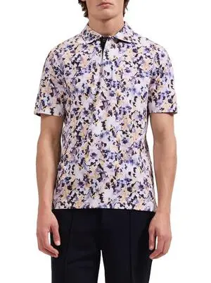 Bugatchi Hendrix Floral Pima Cotton Polo - Lavender