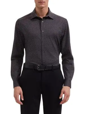 Bugatchi James Ooohcotton® Geometric Print Button-up Shirt - Black