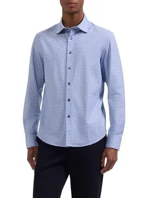 Bugatchi James Ooohcotton® Geometric Print Button-up Shirt - Iris
