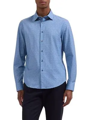 Bugatchi James Ooohcotton® Geo Print Button-up Shirt - Cobalt