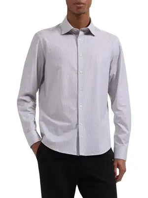 Bugatchi James Ooohcotton® Geometric Print Button-up Shirt - Limestone