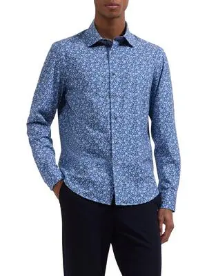 Bugatchi James Ooohcotton® Floral Print Button-up Shirt - Cobalt