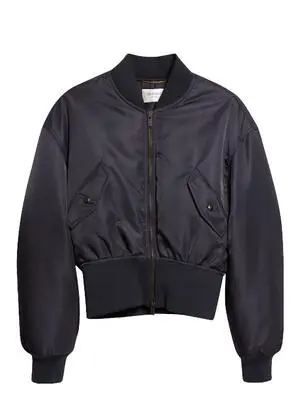 Saint Laurent Cropped Bomber Jacket - Marine