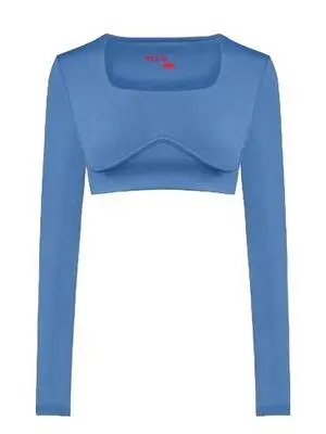 PCFG Long Sleeve Square Neck Cropped Top - Blue