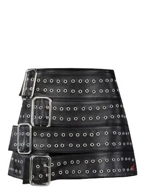 PCFG Buckled Leather Mini Skirt - Black